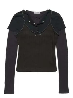 Acne Studios Layered Bow Detail T-shirt - Black