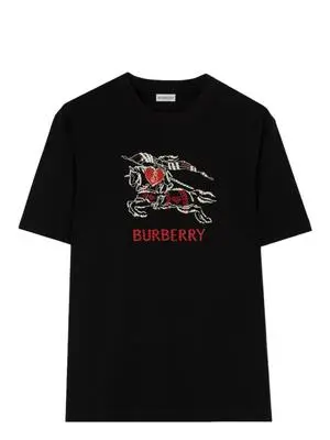 Burberry Embroidered Equestrian Logo T-shirt - Black