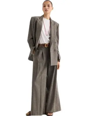 TWP Avery Wide-leg Wool Flannel Trousers - Tea Multi