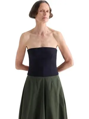 TWP Jillian Bustier In Italian Wool Twill - Midnight