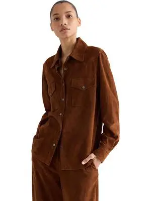 TWP Featherweight Suede Travelin' Soldier Shirt - Cigar