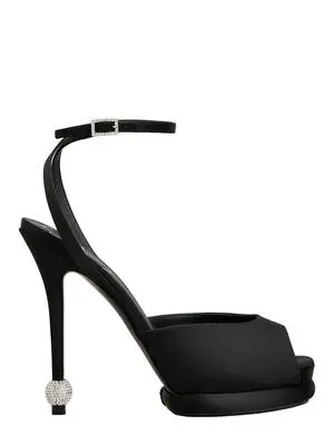 ROGER VIVIER Jewel Heel Sandals In Satin - Black