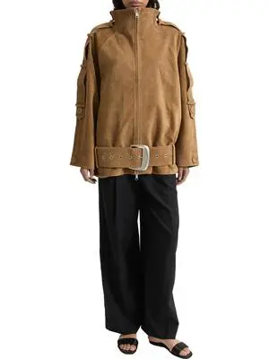 JOAEN Sara Oversized Suede Jacket - Neutral