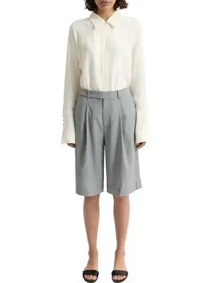 JOAEN Ila Pleated Wool Bermuda Shorts - Grey