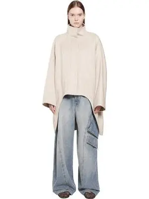 Alaïa Asymmetric Double Face Cashmere Coat - Beige