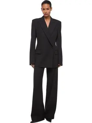 Helmut Lang Wardrobe Belted Wool Gabardine Blazer - Black
