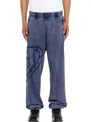 DIESEL® Organic Cotton Sweatpants With Oval D Patch - Blue