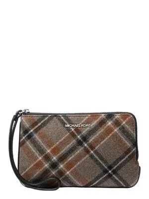 Michael Kors Jet Set Travel Plaid Print Wool Wristlet - Black