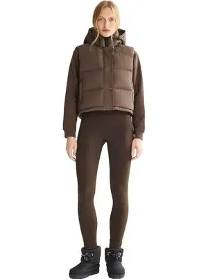 OROLAY Down Puffer Vest With Detachable Hood - Coffee