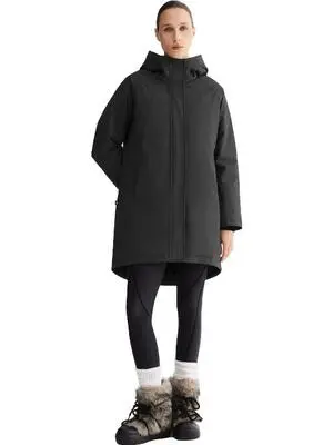 OROLAY Mid-length Windproof Parka Coat - Black