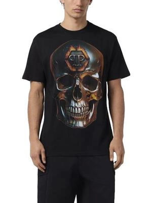 Philipp Plein Round Neck T-shirt Lava Skull - Black