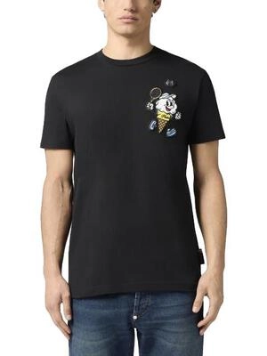 Philipp Plein Round Neck T-shirt Gelato Monsters - Black