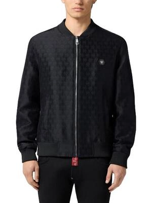 Philipp Plein Bomber Jacket Jacquard Monogram - Black