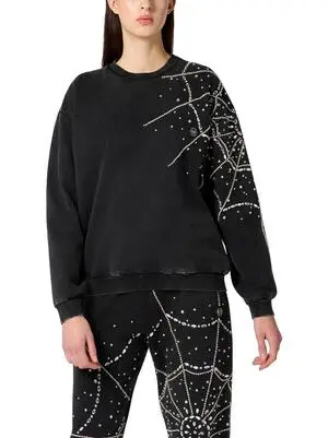 Philipp Plein Spiderweb Embellished Crewneck Sweatshirt - Black