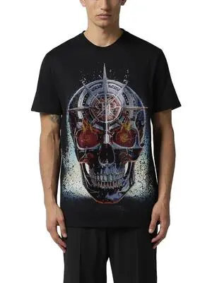 Philipp Plein Round Neck T-shirt Chrome Skull Stones - Black