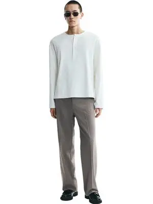 H&m Relaxed-fit Viscose Blend Trousers - Dark Taupe