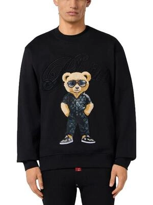 Philipp Plein Round Neck Sweatshirt Teddy - Black