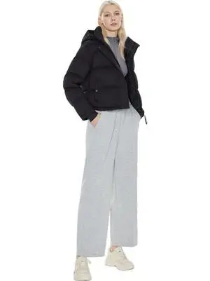 OROLAY Cropped Down Puffer Jacket With Detachable Hood - Black