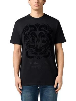 Philipp Plein Printed Round Neck T-shirt Dragon - Black