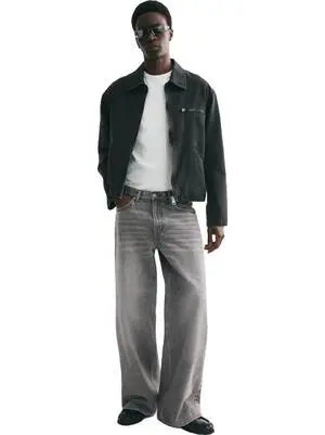 H&M Wide-leg Cotton Denim Jeans - Denim Gray