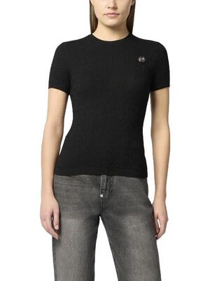 Philipp Plein Monogram Jacquard Knit T-shirt - Black