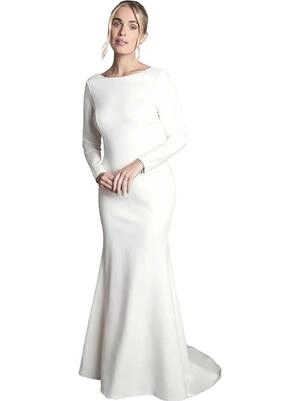 Coast Petite Slash Neck Wedding Dress - Ivory