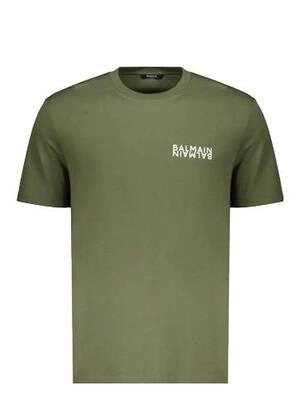 Balmain Double Logo Cotton T-shirt - Green