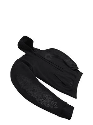 Chrome Hearts Pullover Horseshoe Floral Hoodie - Black