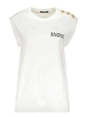 Balmain Cotton Sleeveless Logo Tank - White