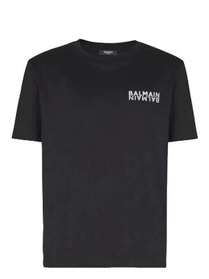 Balmain Double Logo Cotton T-shirt - Black