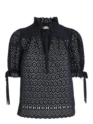 Ulla Johnson Ulla Johnson Broderie Anglaise Alouette Blouse Navy