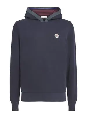 Moncler Cotton Logo Patch Hoodie - Navy