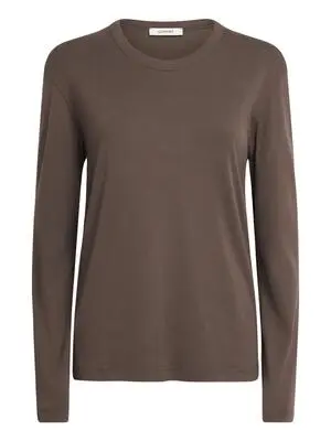 LEMAIRE Cotton Ribbed Long-sleeve T-shirt - Brown