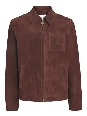 Drole De Monsieur Suede Zip-up Jacket - Brown