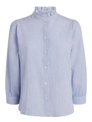 ME+EM Seersucker Stripe Blouse - Blue