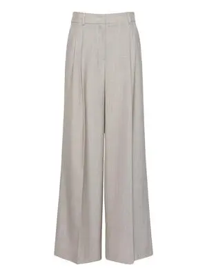 Max Mara Virgin Wool Wide-leg Trousers - Beige