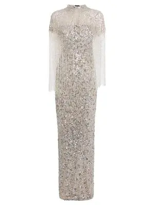 Jenny Packham Embellished Sirocco Gown And Cape - Ivory