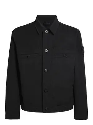 Stone Island Stone Island Virgin Wool-Cotton Gabardine Jacket Black