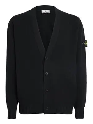 Stone Island Virgin Wool Cardigan - Black