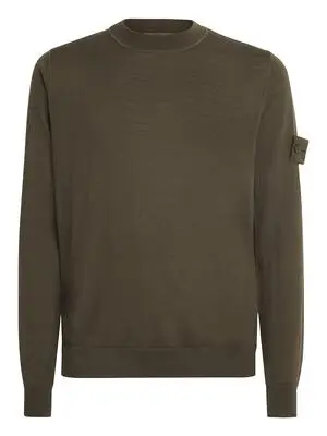 Stone Island Virgin Wool Ghost Crew Neck Sweater - Green