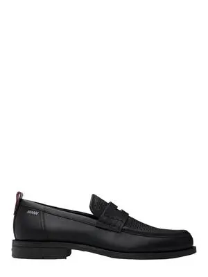 Hugo Boss Openwork Leather Loafers - Black