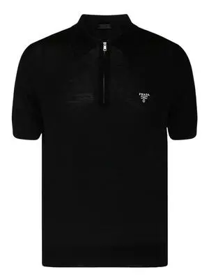 Prada Half-zipper Short-sleeved Polo Shirt - Black