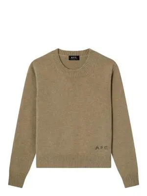 A.p.c. Logo-embroidered Wool Sweater - Beige