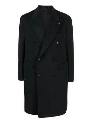 Tagliatore Peak-lapels Double-breasted Coat - Black