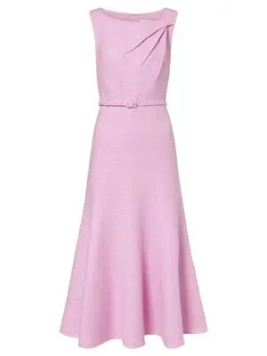 Roland Mouret Asymmetrical Belted Bouclé Midi Dress - Pink