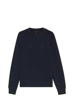 Hugo Boss Relaxed-fit Sweatshirt With Embroidered Logo - Dark Blue