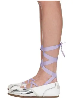 Moschino Suede Mirror Effect Ballet Flats - White
