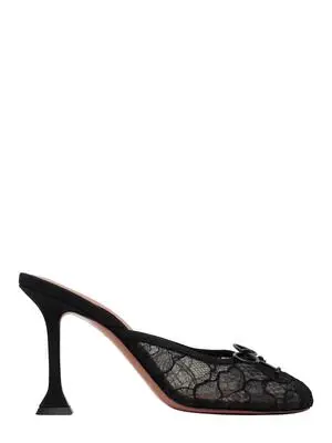 Amina Muaddi Lila 95 Lace Mules - Black