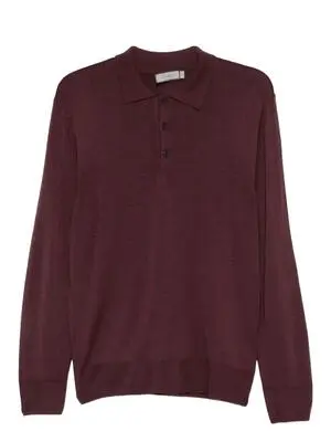 Canali Long-sleeve Polo Shirt Red