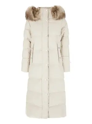 MOORER Long Hooded Quilted Down Coat - Beige